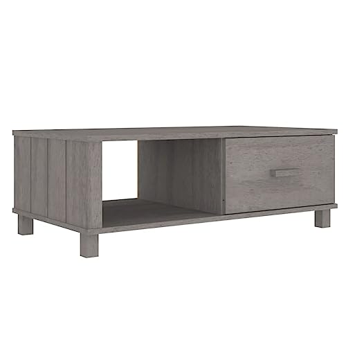 QJBSAVVA Coffee Table HAMAR Light Gray 39.4"x21.7"x13.8" Solid Wood Pine,Living Room Furniture Side Tables Narrow Bedside Tables Suitable for Meeting Rooms, Reception Rooms, Offices