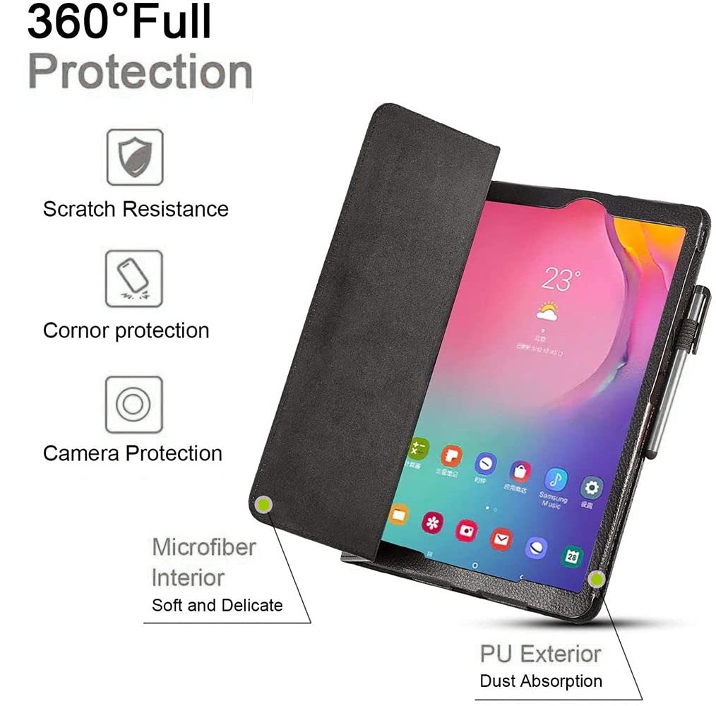 SAMSUNG 2021 Galaxy Tab A7 Lite 8.7” Inch 32 GB Wi-Fi Android 11 Touchscreen International Tablet Bundle – PU Leather Case, Screen Protector, Stylus and 32GB microSD Card [Gray]