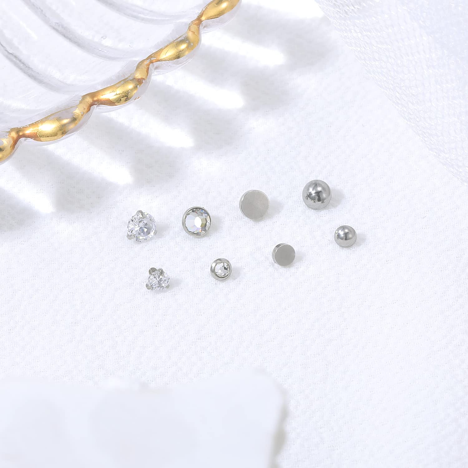 ZS 9PCS Opal 16G Dermal Anchor Tops 3mm 4mm, 14G Surgical Steel Internally Threaded Base Microdermal Piercing Jewelry for Women Men (B:4mm)