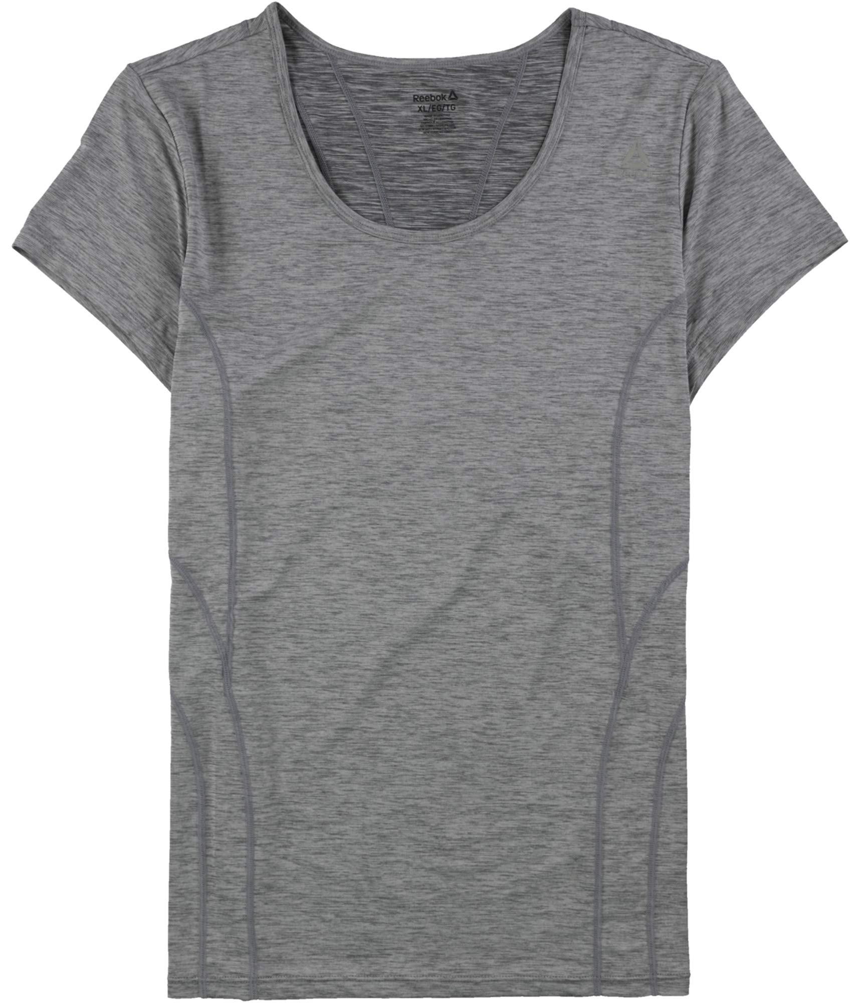 Reebok Womens Linear Marled Basic T-Shirt, Grey, Small