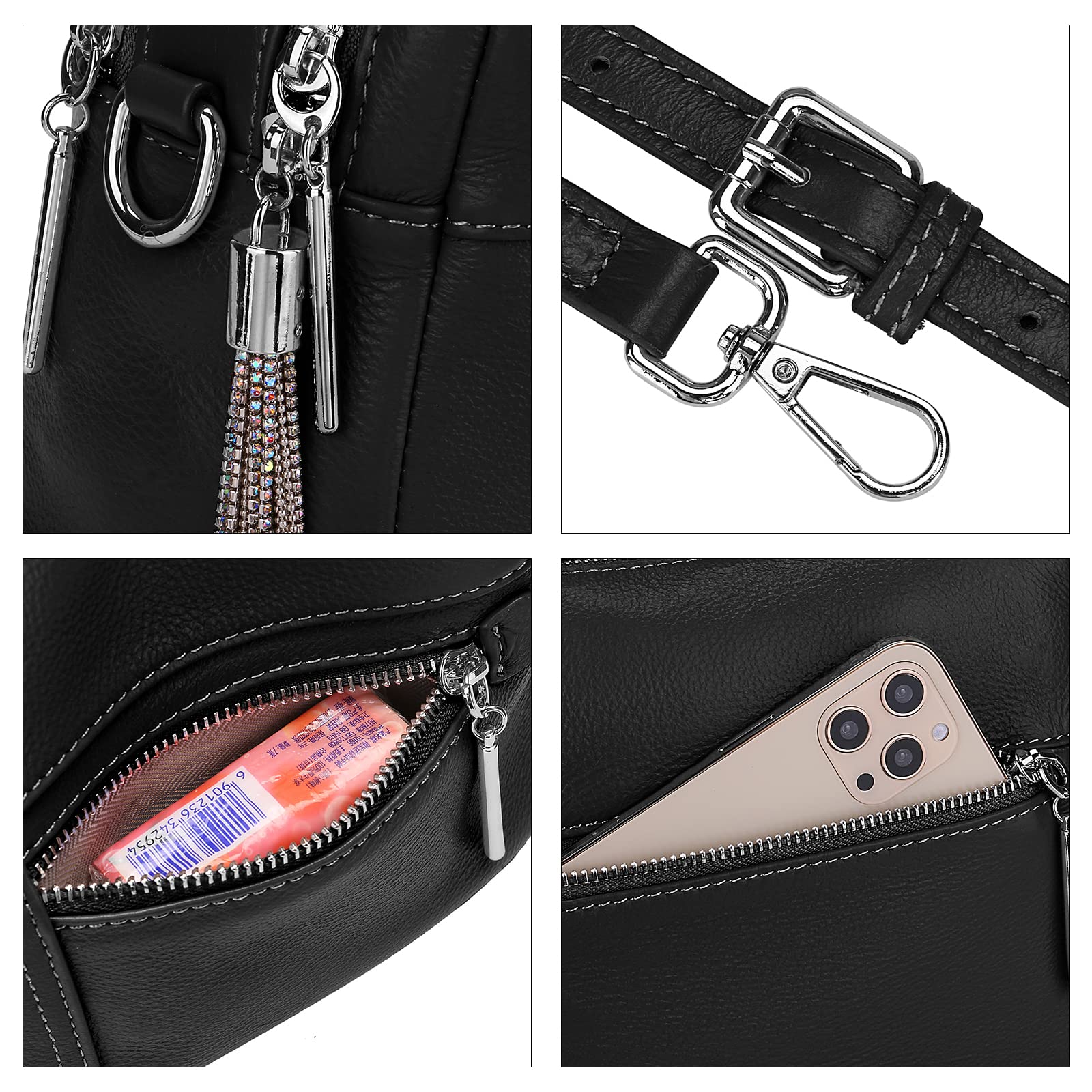 YALUXE Genuine Leather Shoulder Bags for Women Top Handle Handbag Small Cross-body Bag