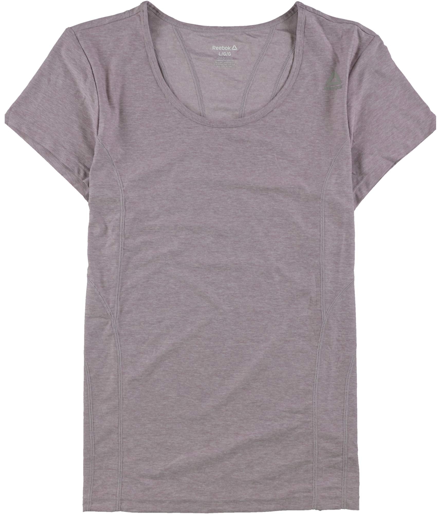 Reebok Womens Reversed Marled Basic T-Shirt, Purple, Large