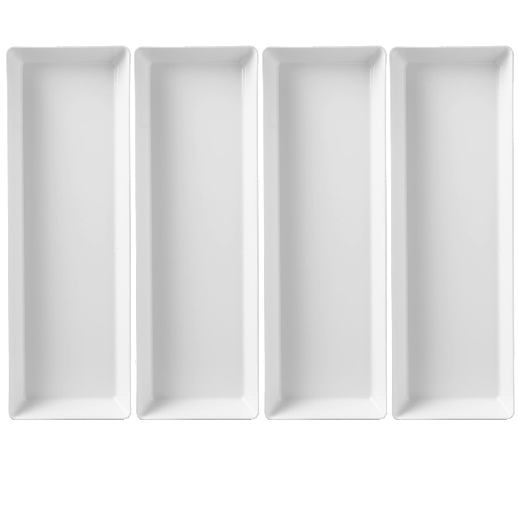 US Acrylic Avant White Plastic Serving Trays (Set of 4) 15β x 5β | Narrow Reusable Rectangular Party Platters | Serve Appetizers, Fruit, Veggies, & Desserts | BPA-Free & Made in USA