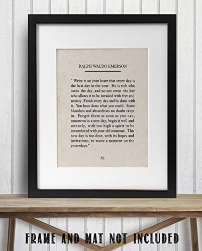 Write It On Your Heart - Motivational Wall Decor Print, Ralph Waldo Emerson Quotes Wall Art For Living Room Decor, Office Decor, and Study Wall Decorations. Unframed Poetry Wall Art Print- 8x10β