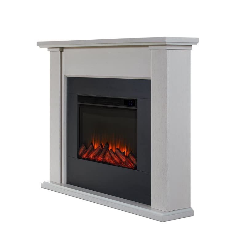 Real Flame Tejon Slim Electric Fireplace with Remote Control - Realistic Fireplace Heater - White Indoor Fireplace (8130E-BNW)