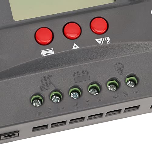 Solar Charge Regulator, MPPT Tracking Charging Overheat Protection 12V 24V Automatic Adaptation Solar Charge Controller with 2 DC USB for Billboard (40A)