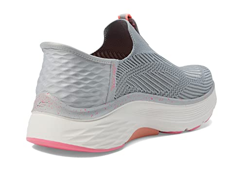 Skechers Women's Max Cushioning Arch Fit Fluidity Hands Free Slip-Ins Sneaker, Gray/Pink, 5.5