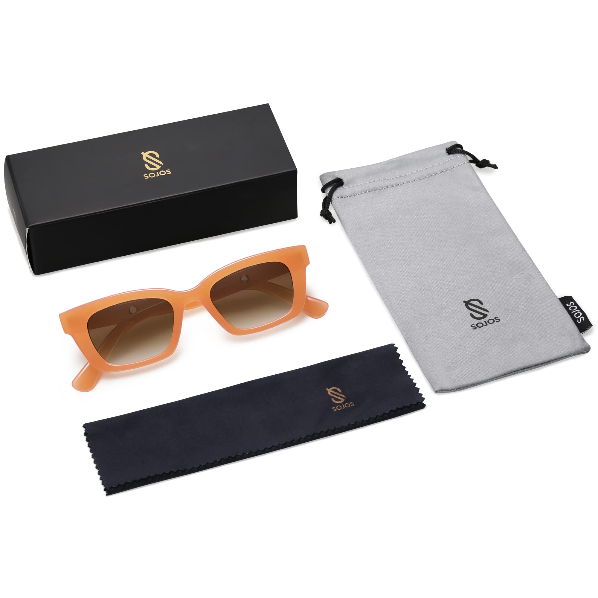 SOJOS Rectangular Retro Skinny Sunglasses for Men and Women UNITY SJ2134 with Tortoise Frame/Grey Lens