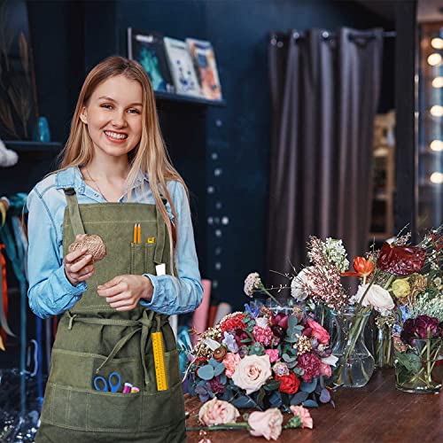 VONLUXE Artist Canvas Apron with Pockets Painting Apron Adjustable Shoulder Strap/Waist Ties Painter Aprons Mothers Day Gift for Women Mom Art Gardening Apron Adjustable