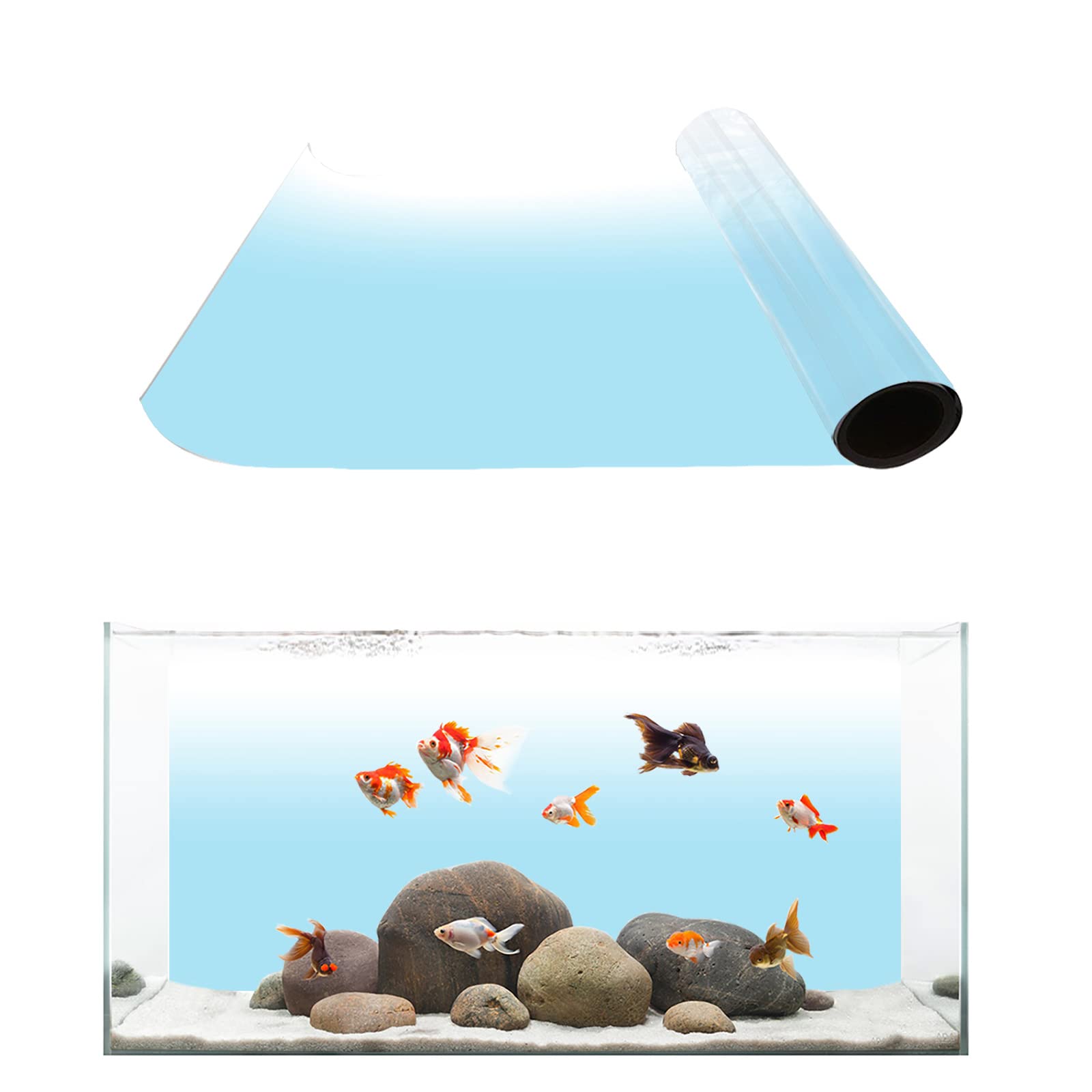 Ombre Fish Tank Stickers Wallpaper PVC Background Aquarium Decoration for Fish Tank Background 24.4x60.8 inch Blue and White Gradient Texture Abstract Art
