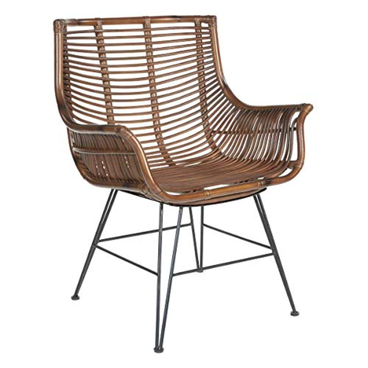 OSP Home Furnishings Dallas Rattan Club Chair, Brown