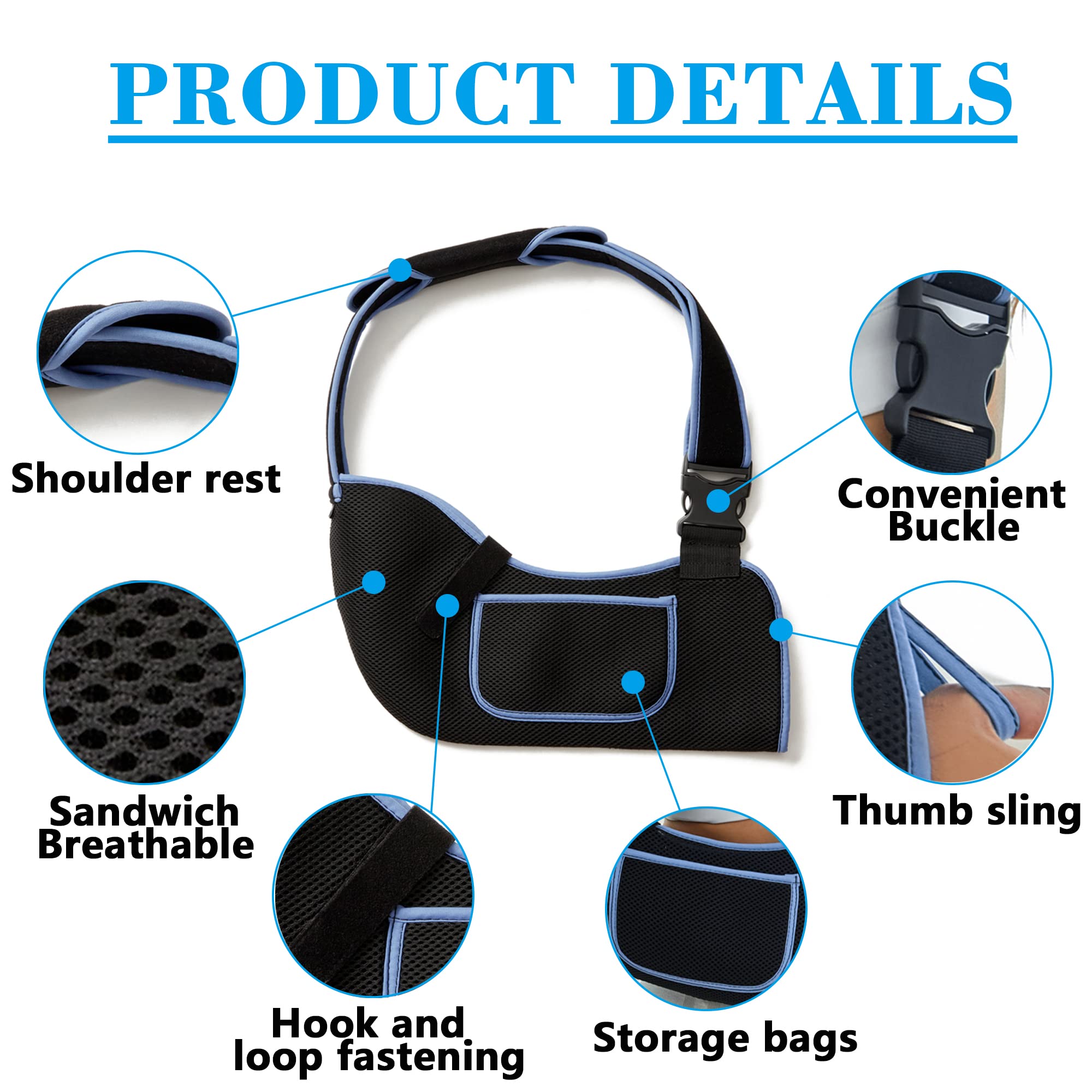 VISKONDA Arm Sling Shoulder Immobilizer-Rotator Cuff Support Brace-Comfortable Medical Sling for Shoulder Injury,Left and Right Arm,Men and Women,for Broken,Dislocated,Fracture,Strain(Large)
