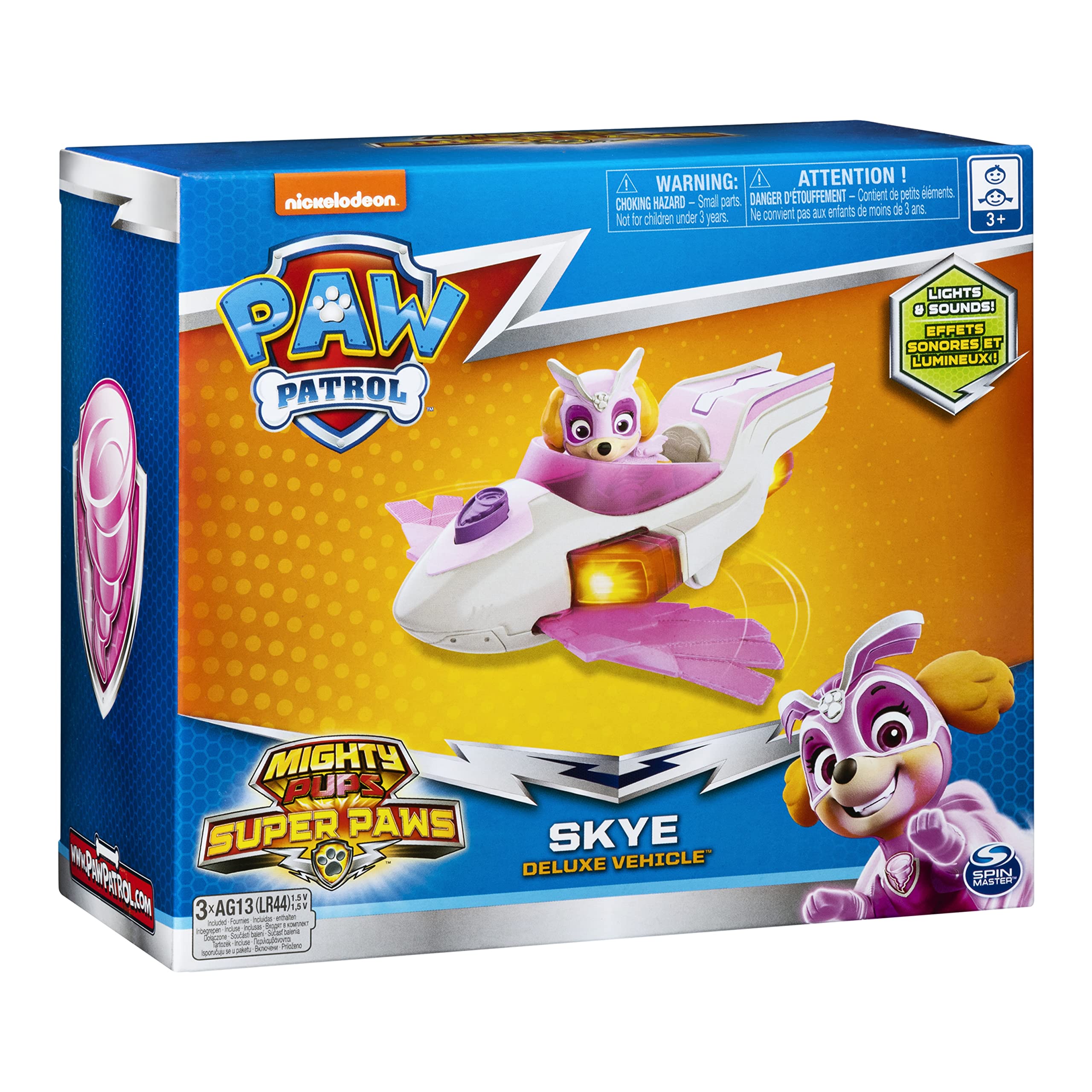 Paw Patrol, Mighty Pups Super Paws Skye’s Deluxe Vehicle with Lights and Sounds