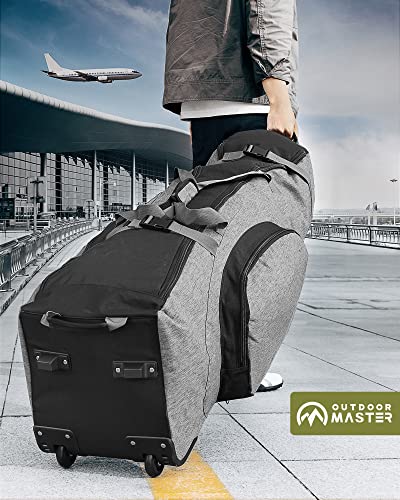 OutdoorMaster Padded Golf Club Travel Bag with Wheels, 900D Heavy Duty Oxford Waterproof -Alligators - Black + Gray