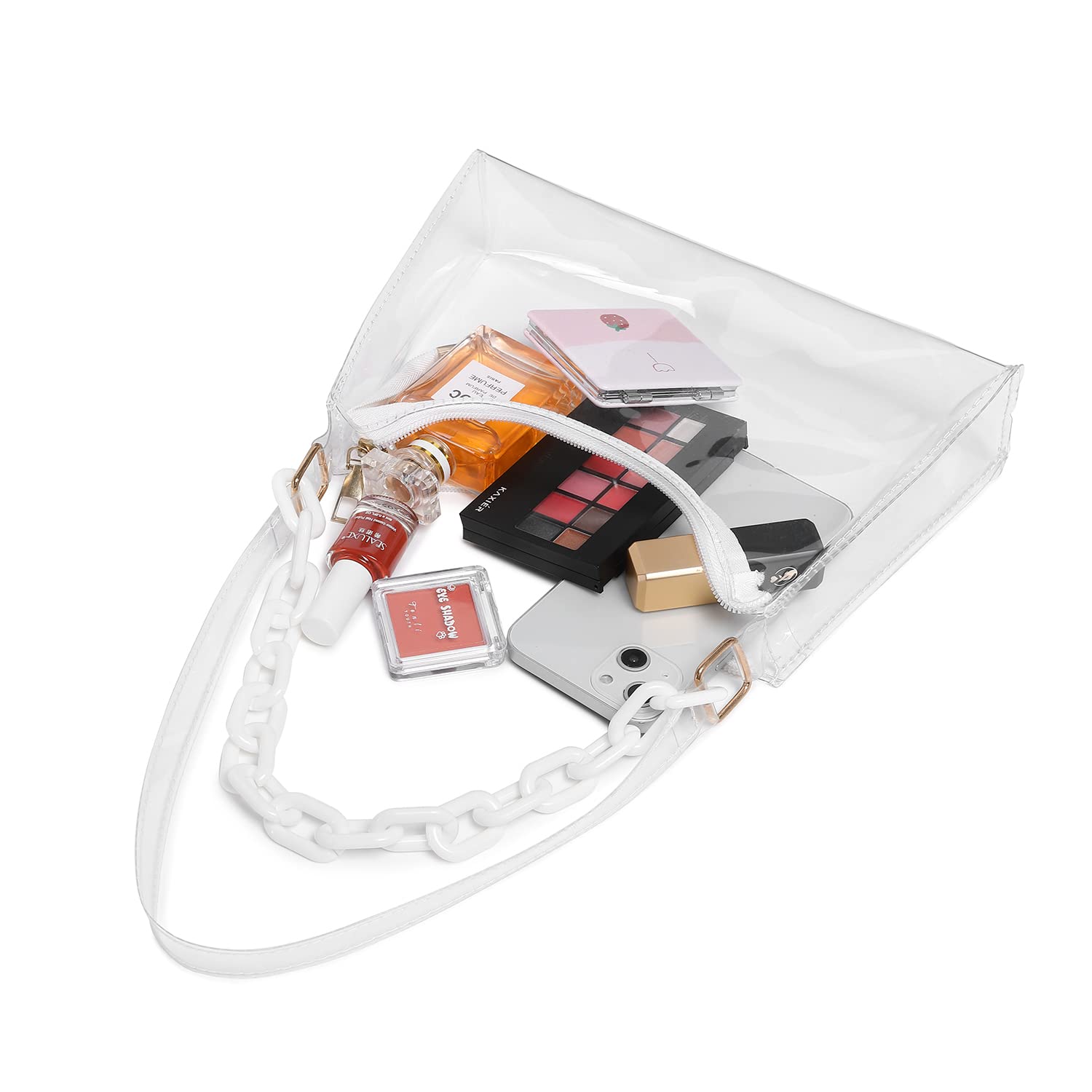 YUWITA Clear Purse for Women Stadium Approved Cute Small See Through Plastic Shoulder Bag Game Day Concert Handbags
