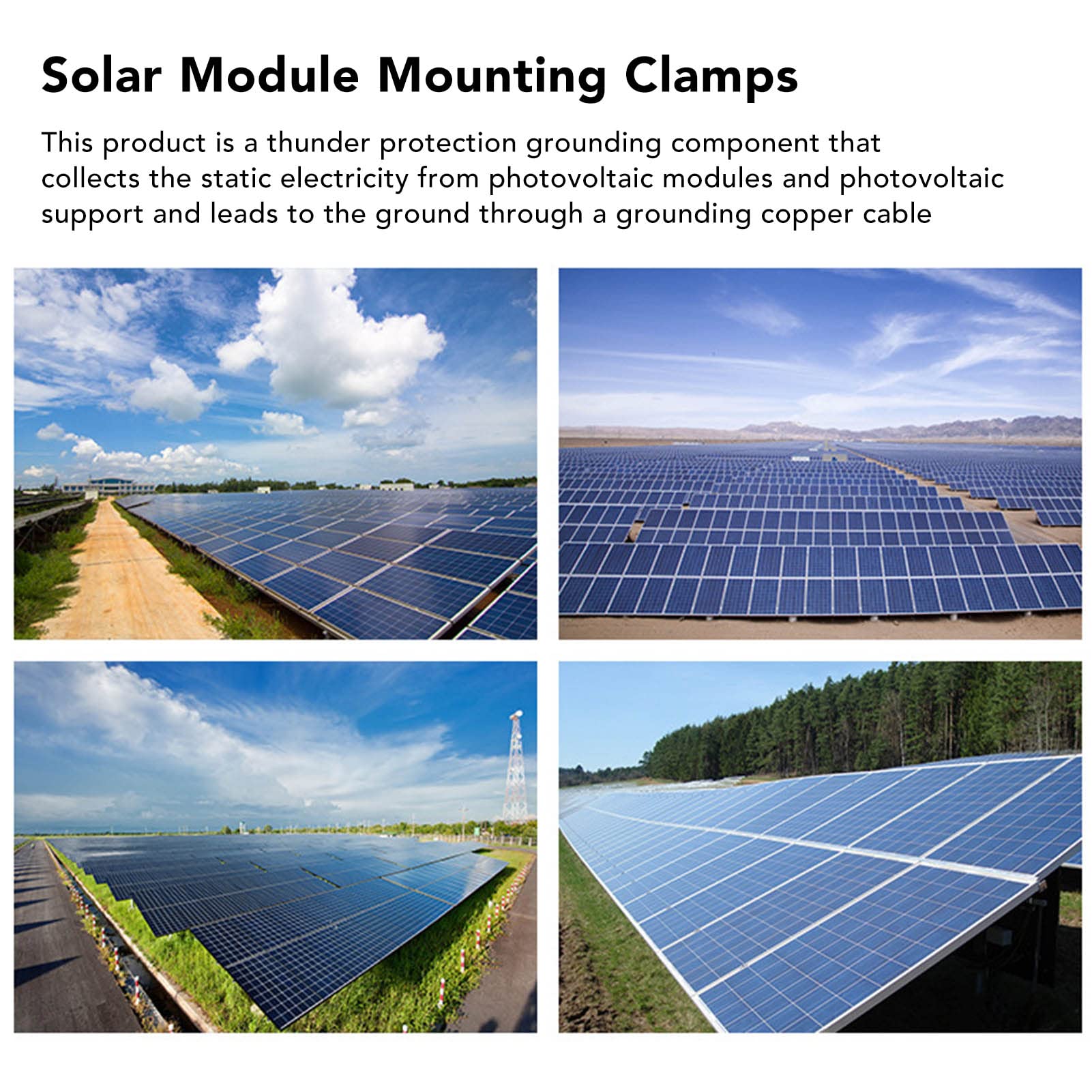 Solar Panel Grounding Clips Set 10Pcs, Solar Panel Photovoltaic On Coupling Earthing Ground Lug, Solid Aluminum and Stainless Steel Ground Clamp with Lay in Lug for Bare Wire Pipe