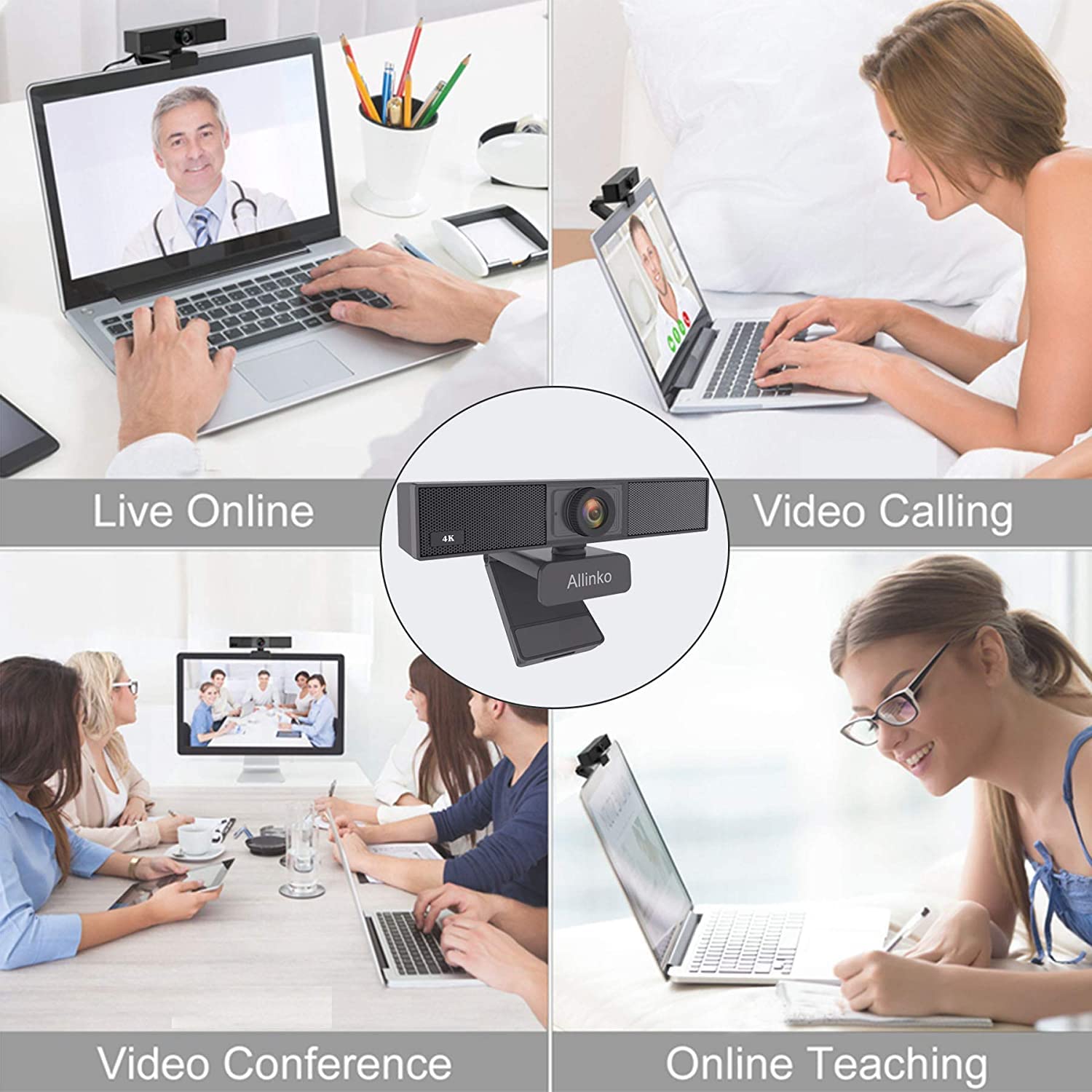 Nano shield ππππ ππ% 4K Webcam with Noise Cancelling Mic, Full HD Web Camera Wide Screen Video Calling Recording Game Streaming for Mac OS X Win 10 8 7 Vista XP (4K)