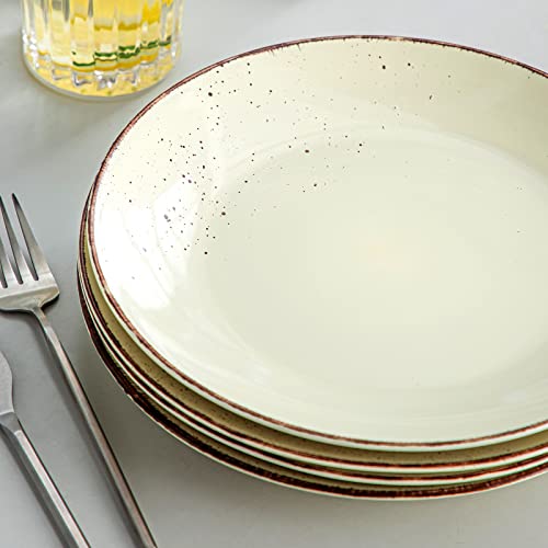 vancasso Navia Nature Dinner Plate Set of 4, Stoneware Vintage Look Cream Dinnerware Tableware, 10.5 Inch Snack/Salad/Fruit/Side Plate