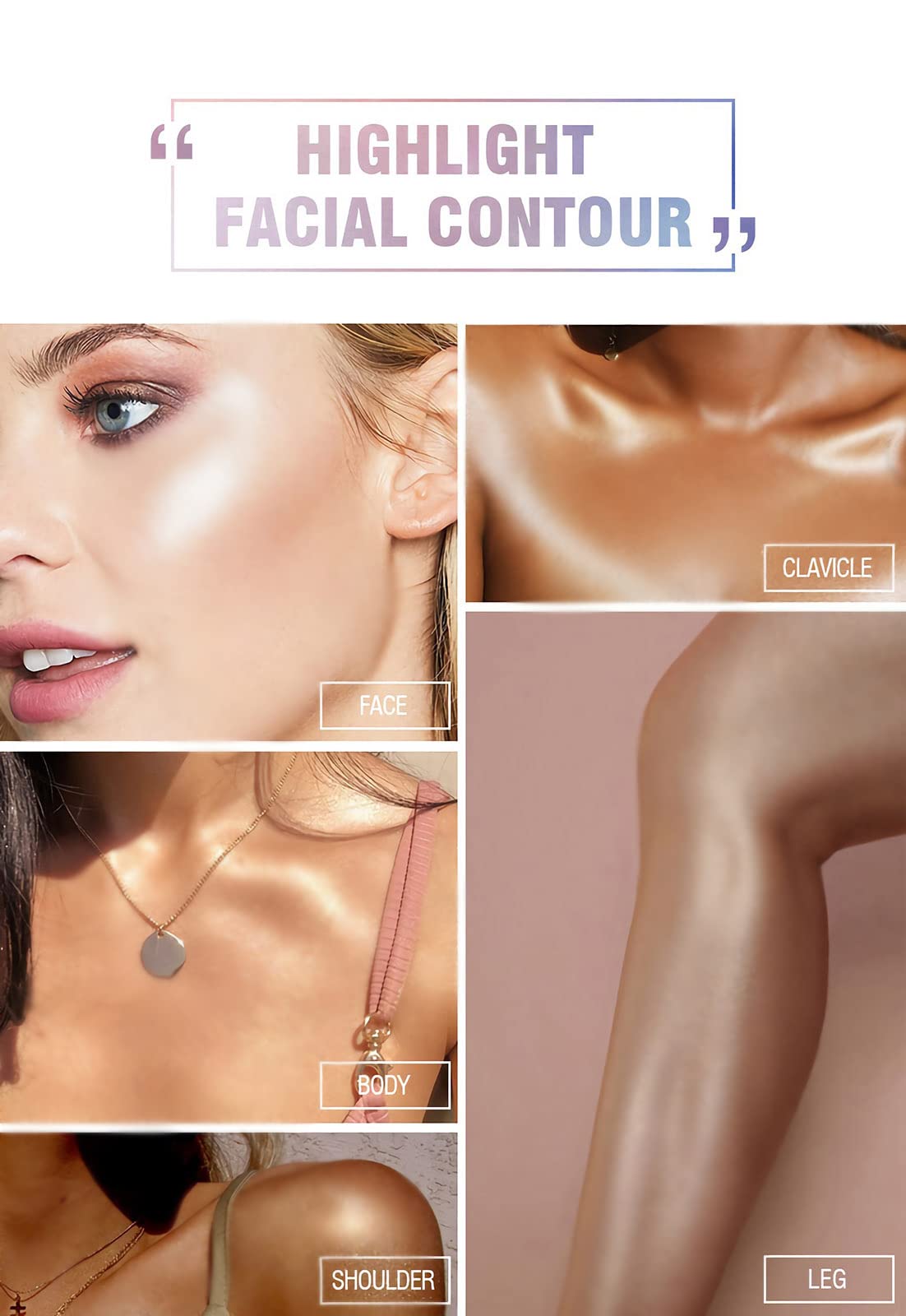 SUMEITANG 8 Colors Face Highlighter Makeup Palette,Shimmer Glitter Multichrome Highlight Powder,All Sparkling Shades Can Be layered or Worn Individually to Enhance and Brighten Your Face Features