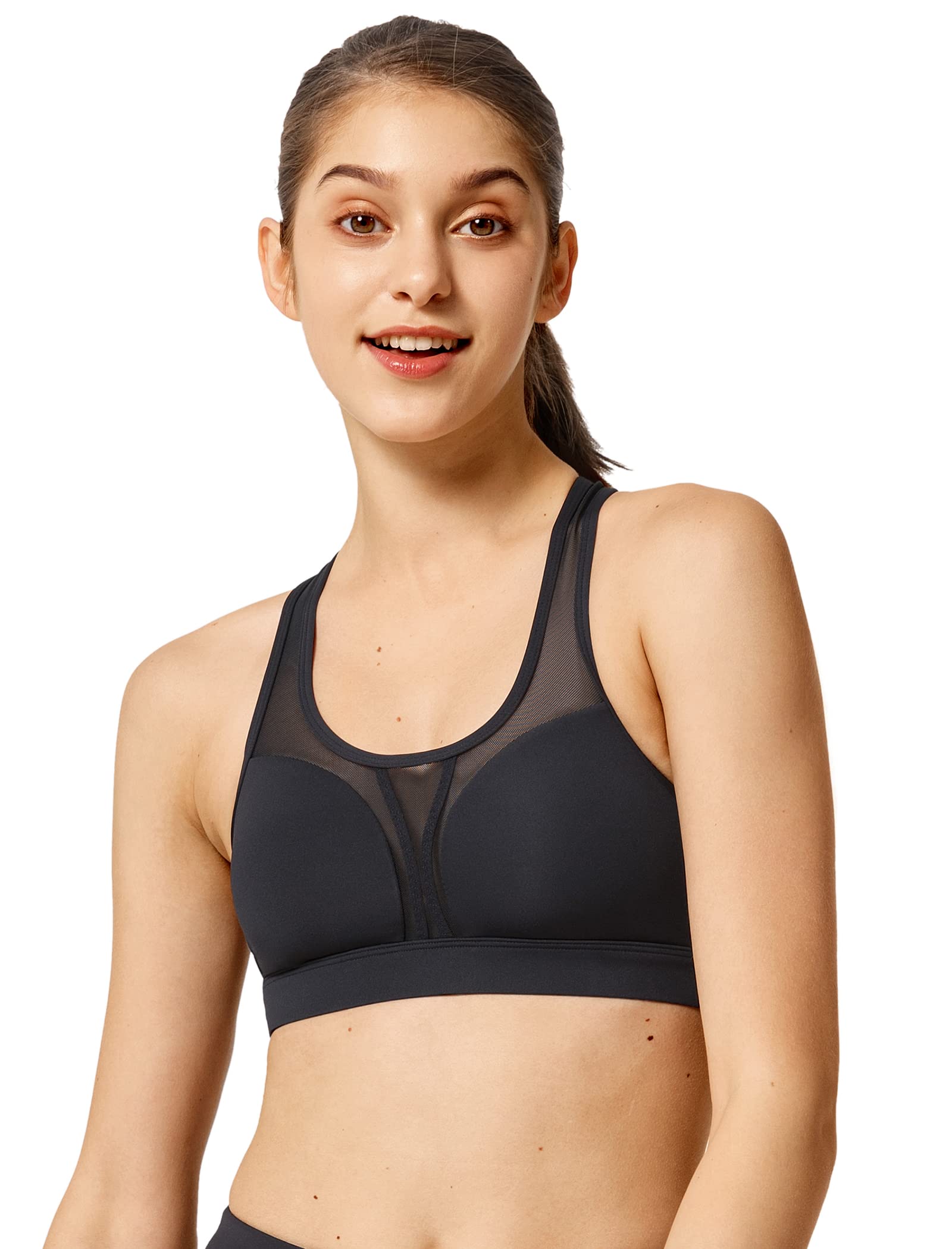 Yvette Plus Size Sports Bras for Women High Support Large Bust Running Bras Mesh Yoga Tops Activewear Workout Clothes，Pink…