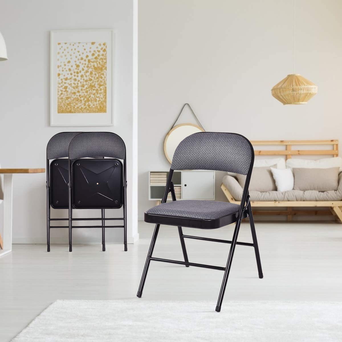 ReunionG Charles Folding Chair, 4 PCS, Black