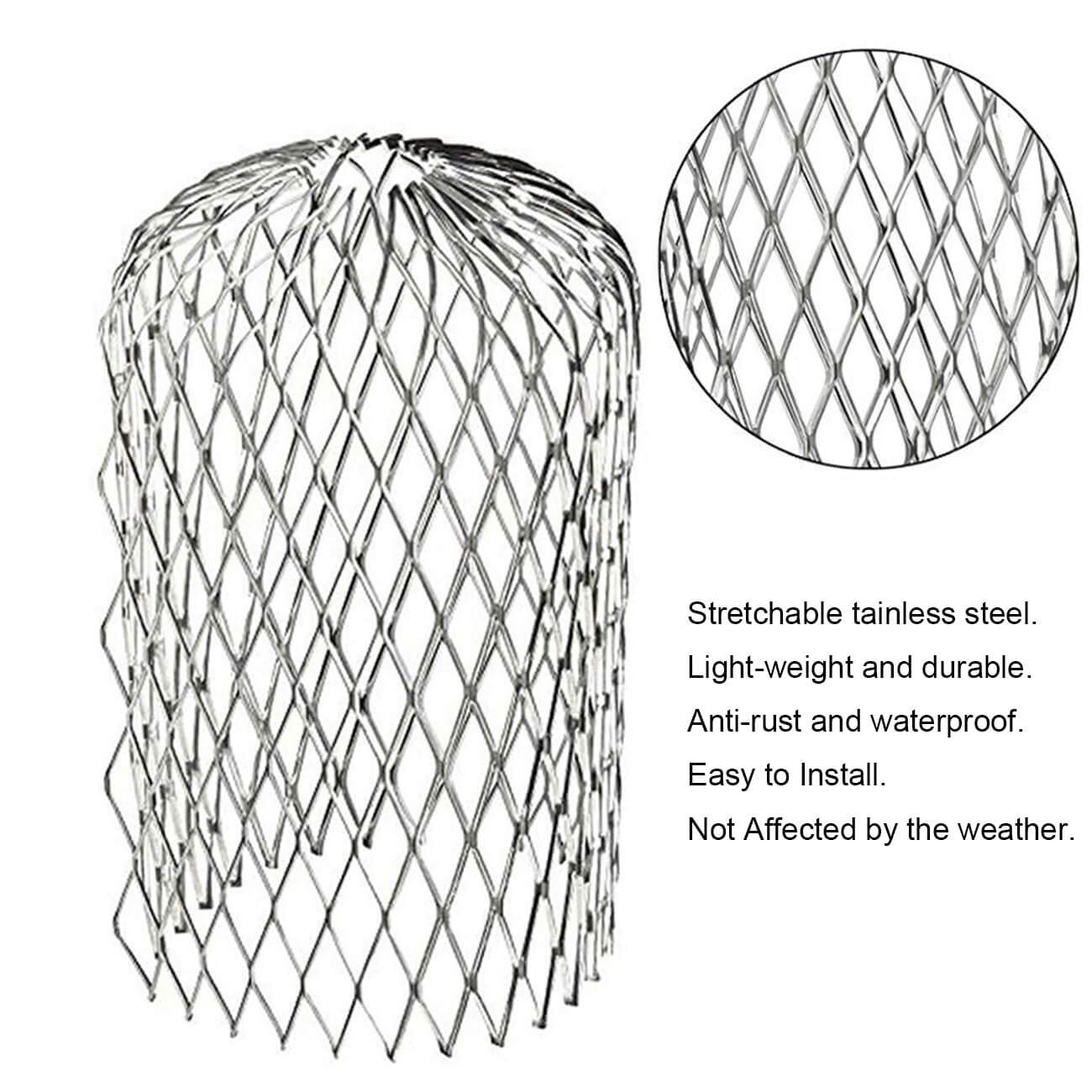 Orgrimmar 6PCS Gutter Guard Strainer Aluminum Downspout Mesh Filter Preventing Blockage Leaves Debris from Clogging Pipes(3 inch)