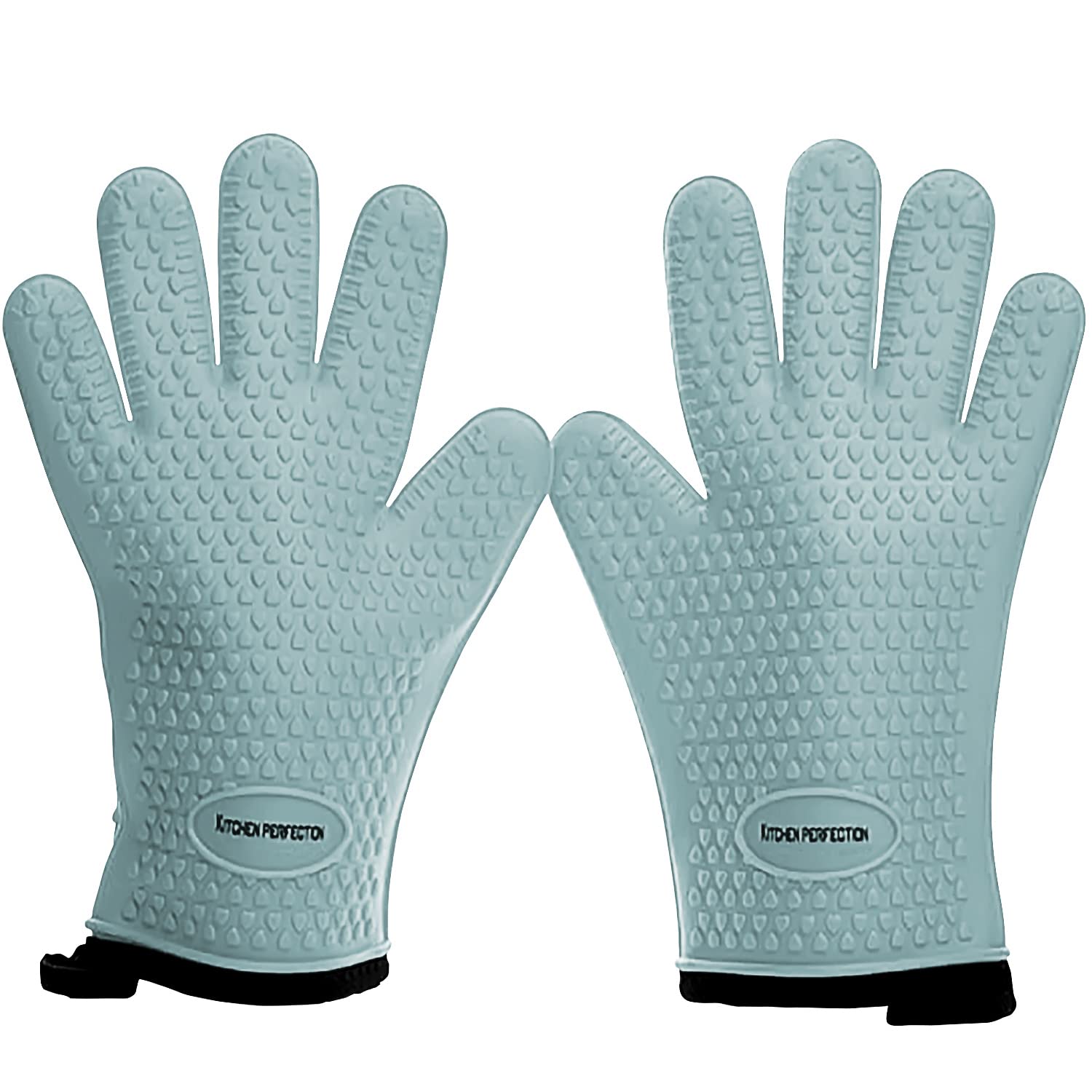 XL Aqua Silicone Smoker Oven Gloves + Meat Cleaver Kitchen Knife -Professional 7" Serbian Chef Knife