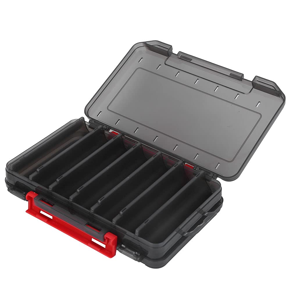 Yeuipea Fishing Tool Storage Box, Multifunction PVC Double Layer Lure Tool Storage Box Fishing Bait Accessory Gray(A)