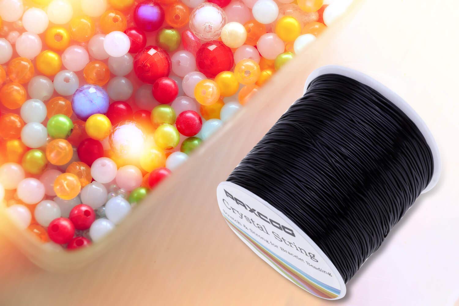 Paxcoo Stretchy String for Bracelets, 0.8mm Black Elastic String Bracelet Cord Jewelry Bead Thread for Bracelets, Necklaces, Beading and Jewelry Making