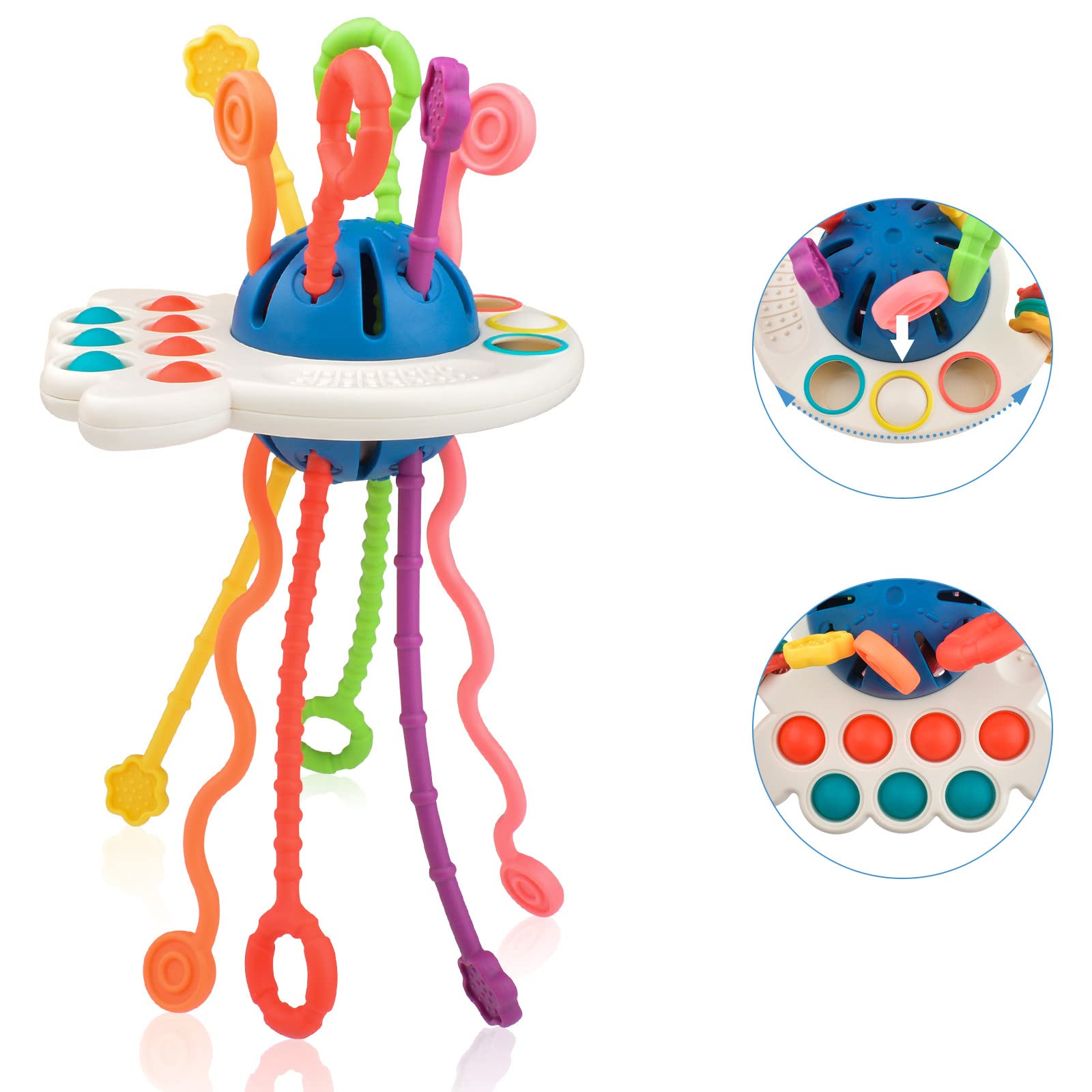 Yrissmiss Baby Sensory Toys Montessori Pull String Toys for Toddlers 1-3, Food Grade TPE Travel Toys for Babies, Activity Developmental Pulling Teething Toy