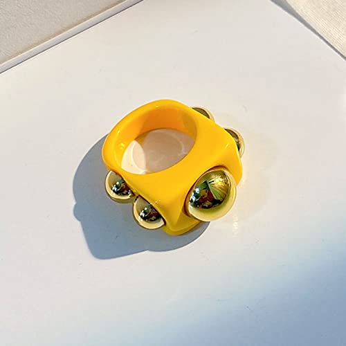 Wedding Promise Ring , Finger Ring Geometric Trendy Women All Match Metal Ball Ring for Party - White