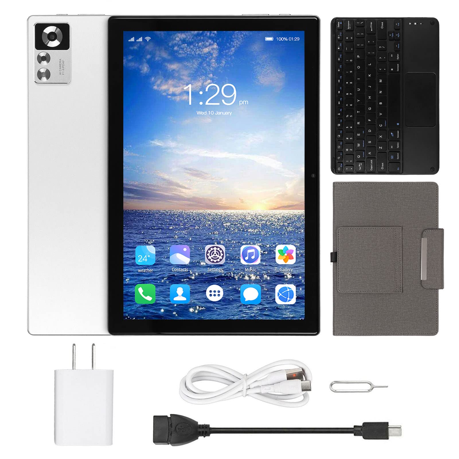 Tablet PC, Office Tablet 8GB RAM 256GB ROM 4G LTE 5G WiFi Dual Camera 10.1 Inch FHD (US Plug)