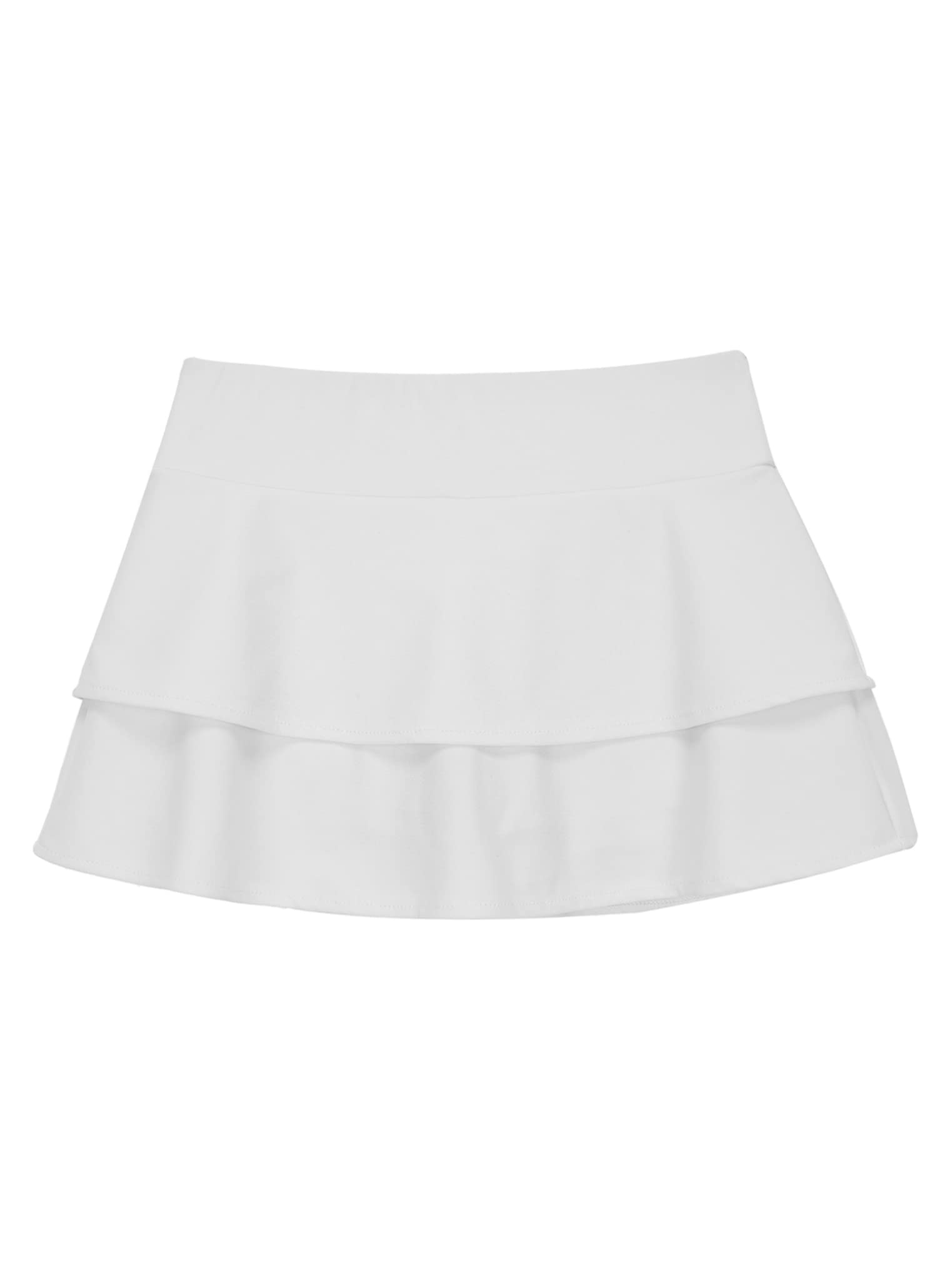 YEAHDOR Big Girls Active Sport Skort Golf Tennis Athletic Layered Skirts White 14 Years