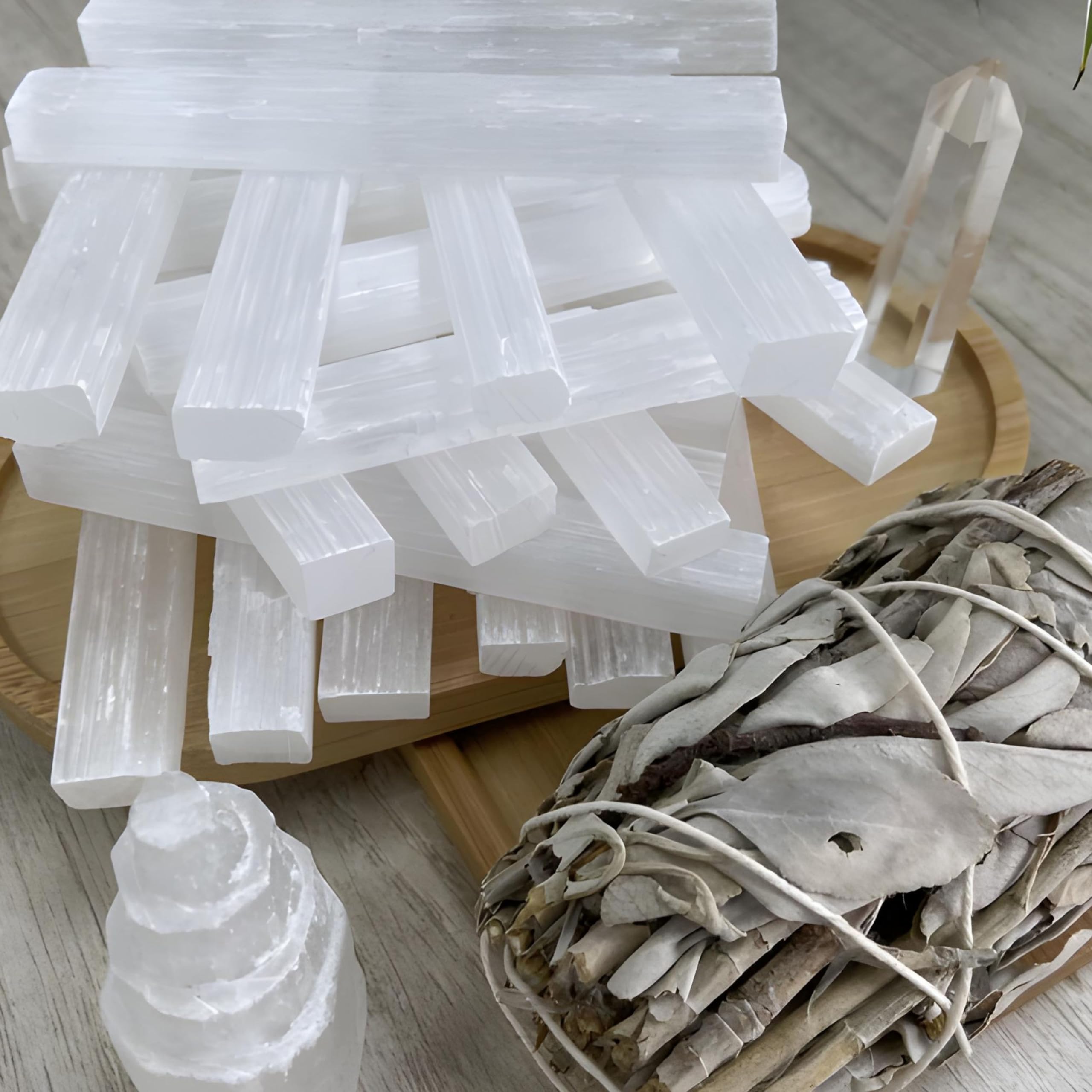 Soul Sticks 4" Selenite Crystal Wand | Variety Pack Selenite Sticks for Healing | Reiki & Metaphysical Energy Drawing | Wicca Altar Crystals Stick Healing Reiki Home Witchcraft Supplies - Pack of 20