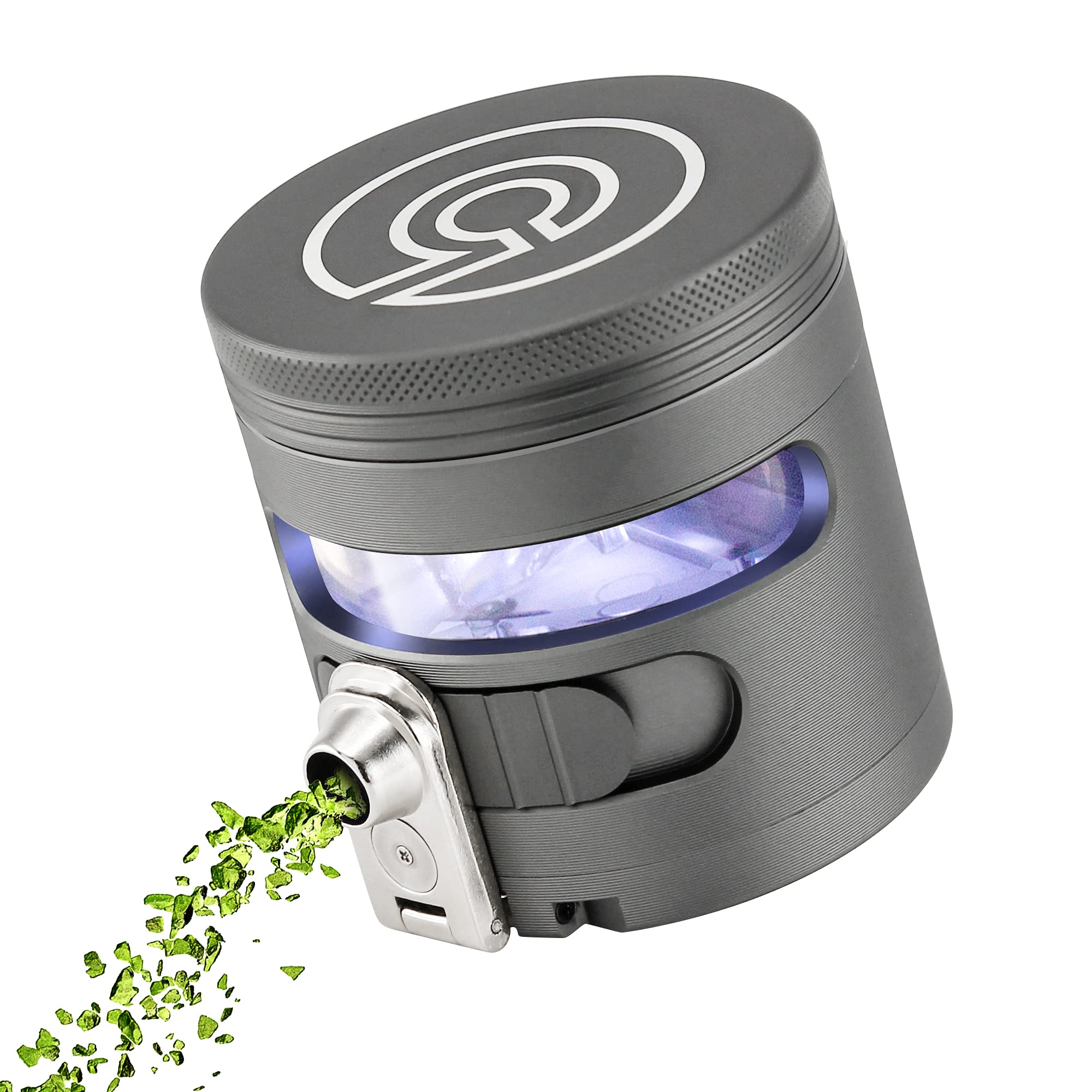 Tectonic9 Herb Grinder Automatic Electric Herbal Spice Dispenser Large 2.5" Aluminum Alloy (Grey), for HOME & KITCHEN ONLY