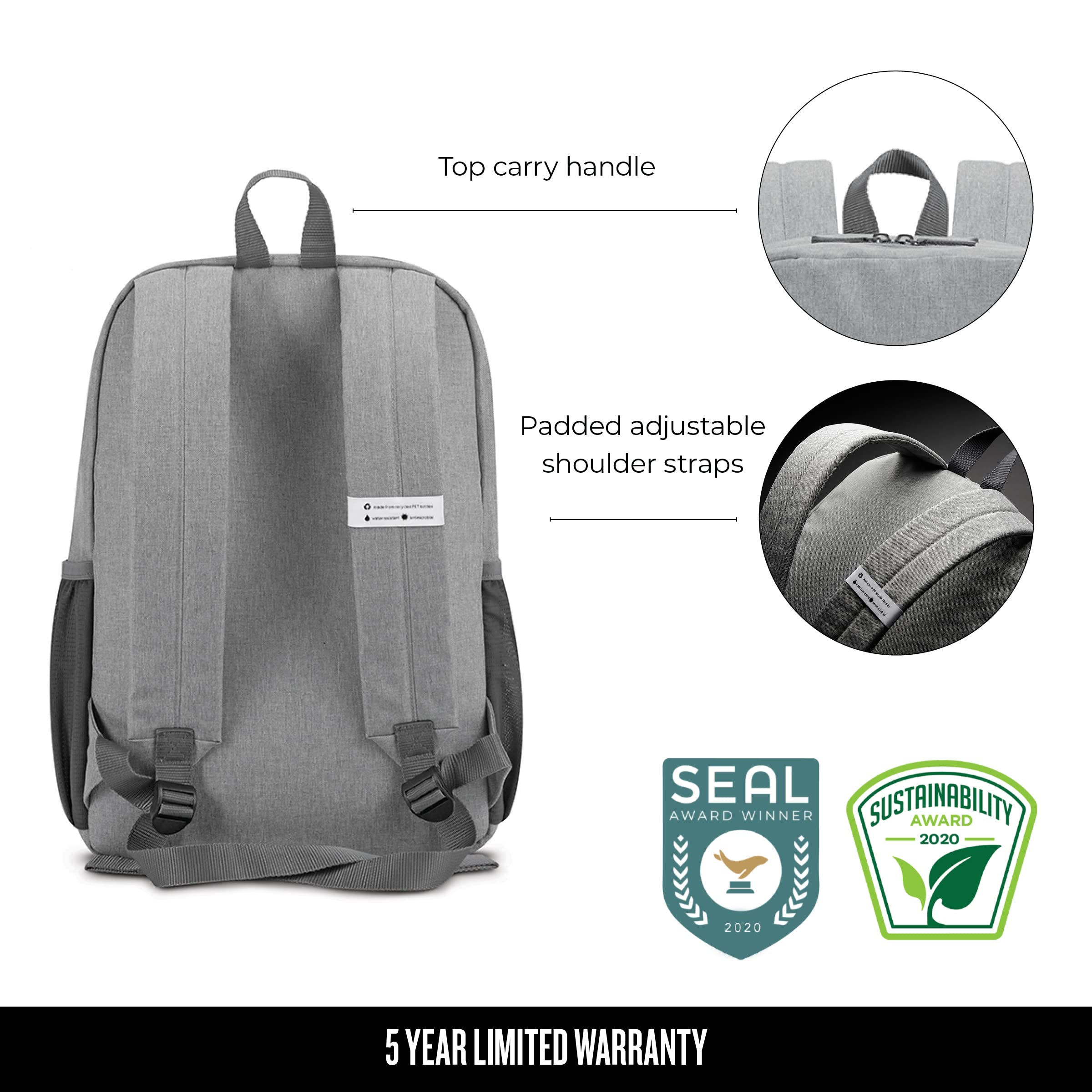 Solo Re:Solve Laptop Backpack, Gray, 15.6"