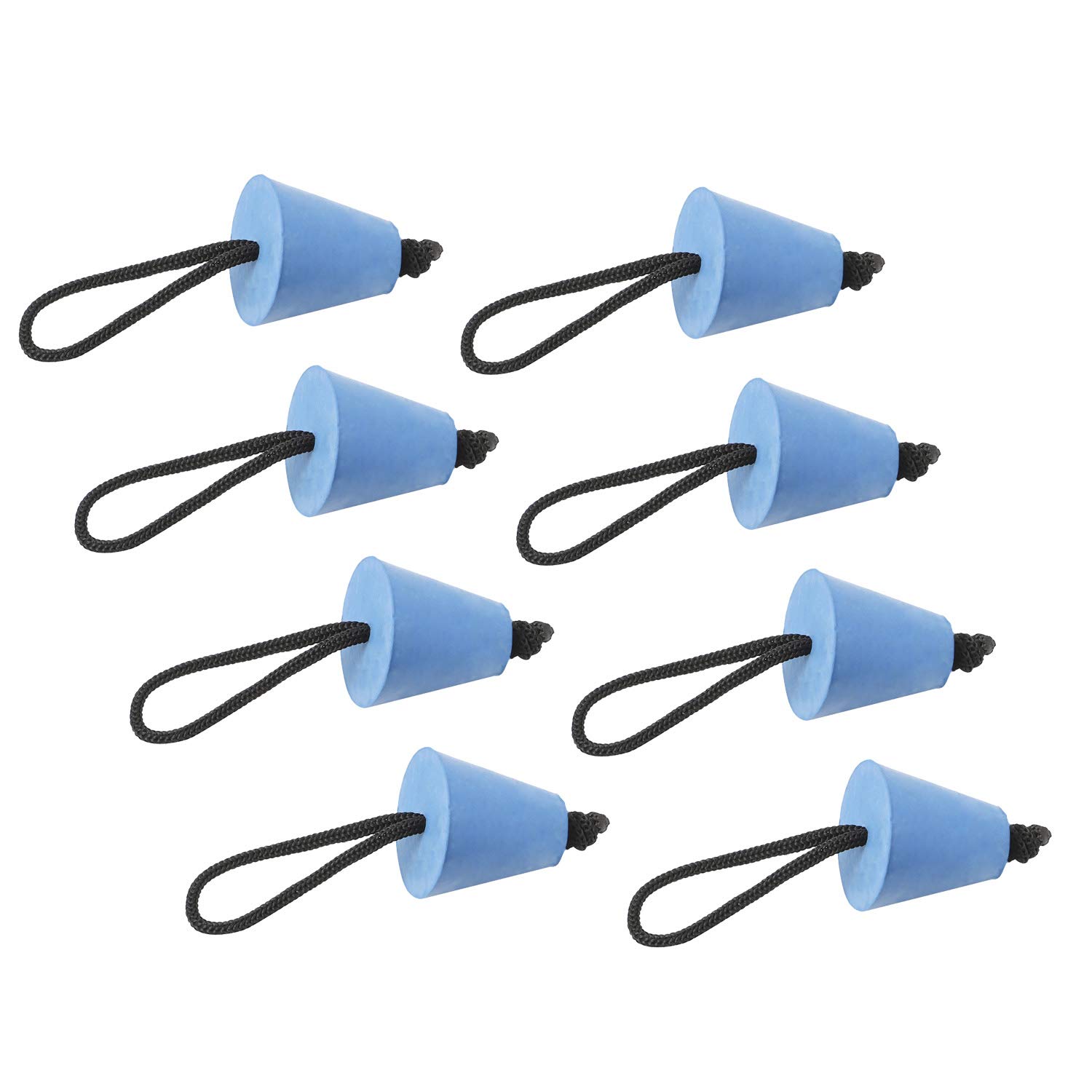 NovelBee 8 Piece of Universal Kayak Scupper Plug with Lanyard Fits 3/4" to 1.5" scuppers or scupper Holes (8-Pack,Light Blue)