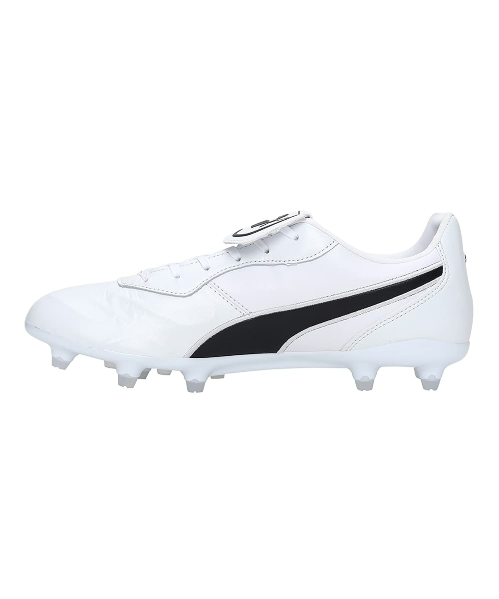 PUMA Men's KING TOP FIRM GROUND Soccer Cleat, Puma White-Puma Black-Puma White, 12