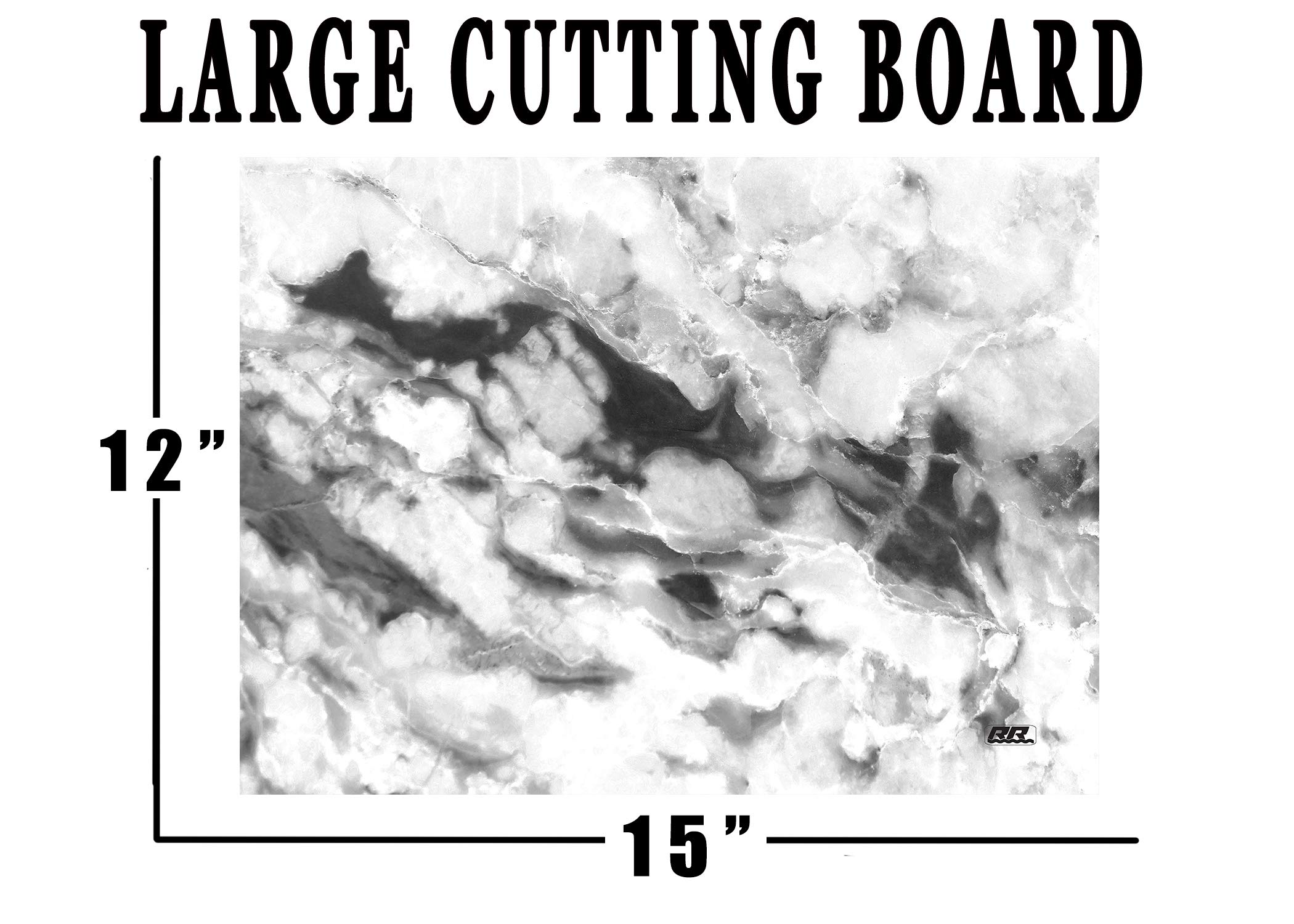 White Black Smoke Pattern Textured Marble Art Kitchen Glass Cutting Board Modern Decorative Gift Abstract Wavy Contrast Design