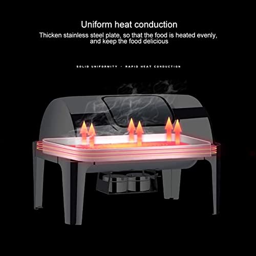 UZOURI Food Warmer, Chafing Dish Stainless Steel Chafing Dish Set Buffet Silver Catering Warmer Set, Rectangle Chafing Dish for Party