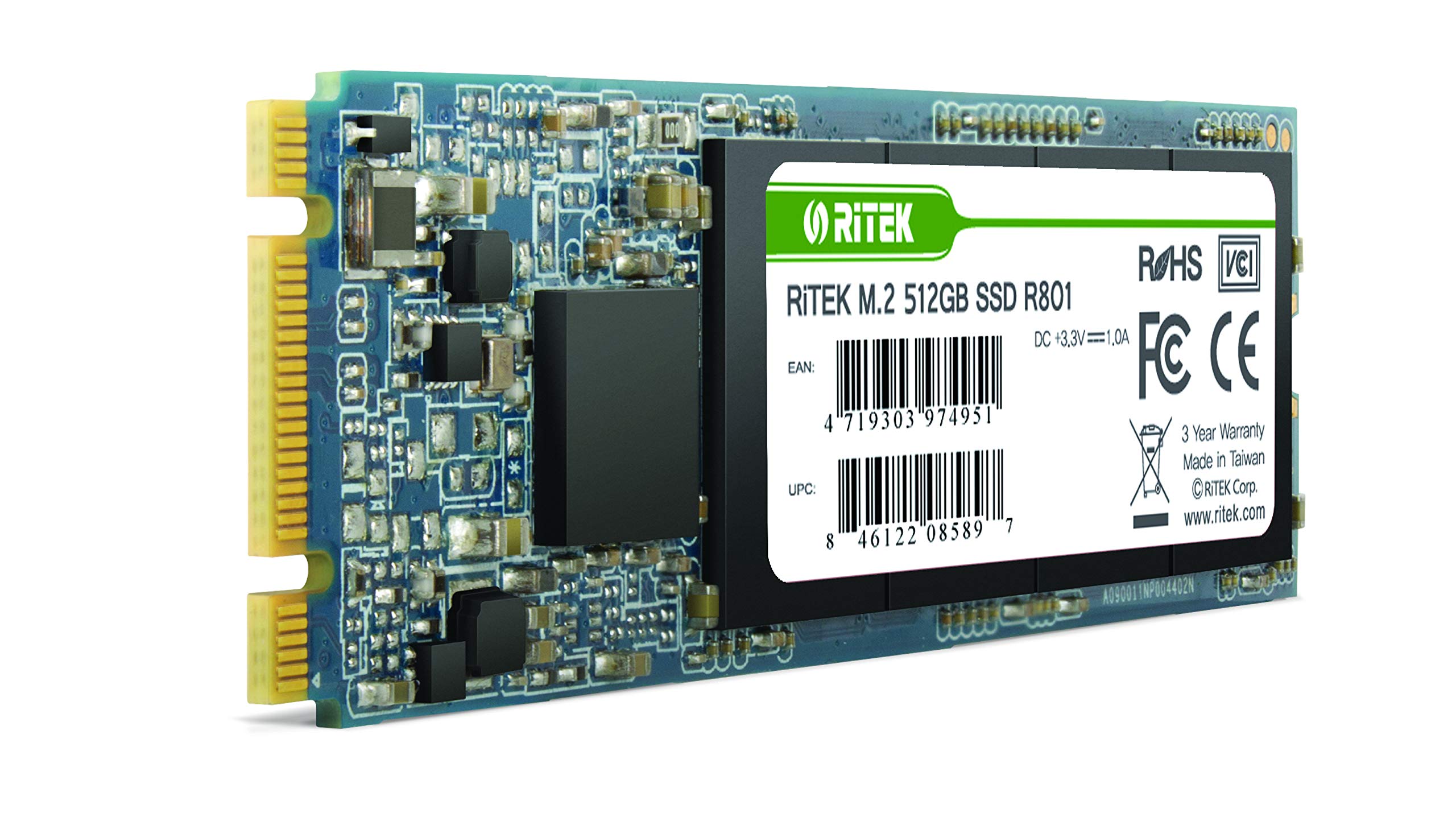 Ritek 1TB SATA III M.2 2280 6Gb/s Internal SSD Solid State Drive 3D NAND Up to 500 MB/s R801