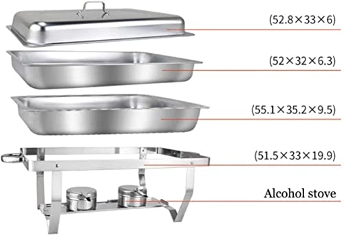 UZOURI Stainless Steel Chafing Dish, Chafing Dish Set Food Warmer Buffet, Stainless Steel Rectangular Full Size Pans for Wedding Graduation Events Parties,9L