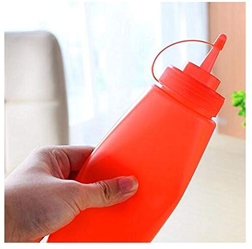 VASANA 3PCS 12oz/360ML Empty Refill Plastic Squeeze Sauce Condiment Bottles Mustard Storage Jar Pot Ketchup Vinegar Cream Honey Salad Dressing Bottle with Twist on Cap Lids for Home Kitchen Use
