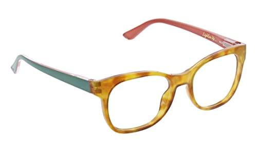 Peepers by PeeperSpecs womens Bright Blue Light Blocking Reading Glasses, Honey Tortoise/Green, 54 US