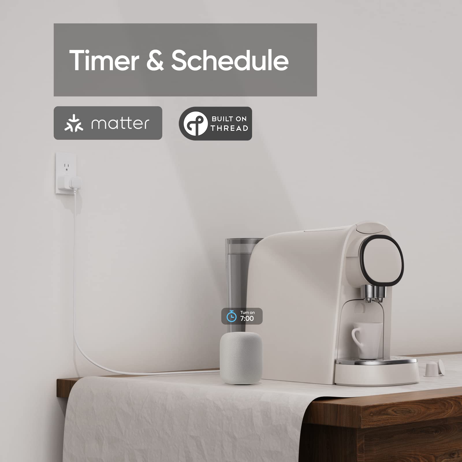 Onvis Smart Plug, Matter Over Thread, Compatible with Apple Home, Alexa & Google Home, ETL Certified, App and Voice Control, Grouping and Sharing,15A/1800W Max (4)
