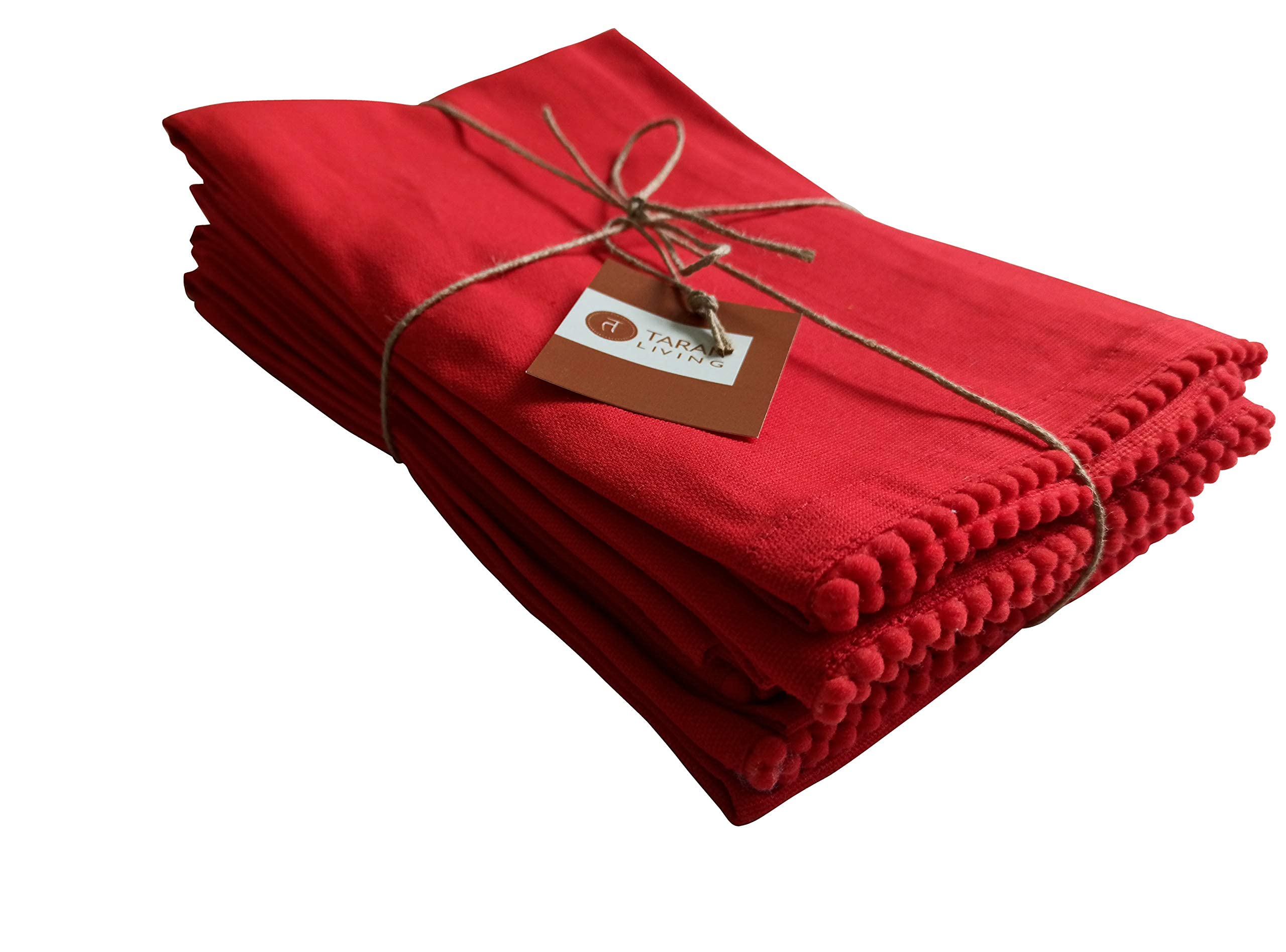 TARAN LIVING Kitchen Towels Pack in red Blue White for Embroidery, Paint, Craft, Party. Bar Cloth, Dish Towels/Tea Towels, Each Color has 6 Fabric Cloth with Trim ant Bottom and Loop Hanging.