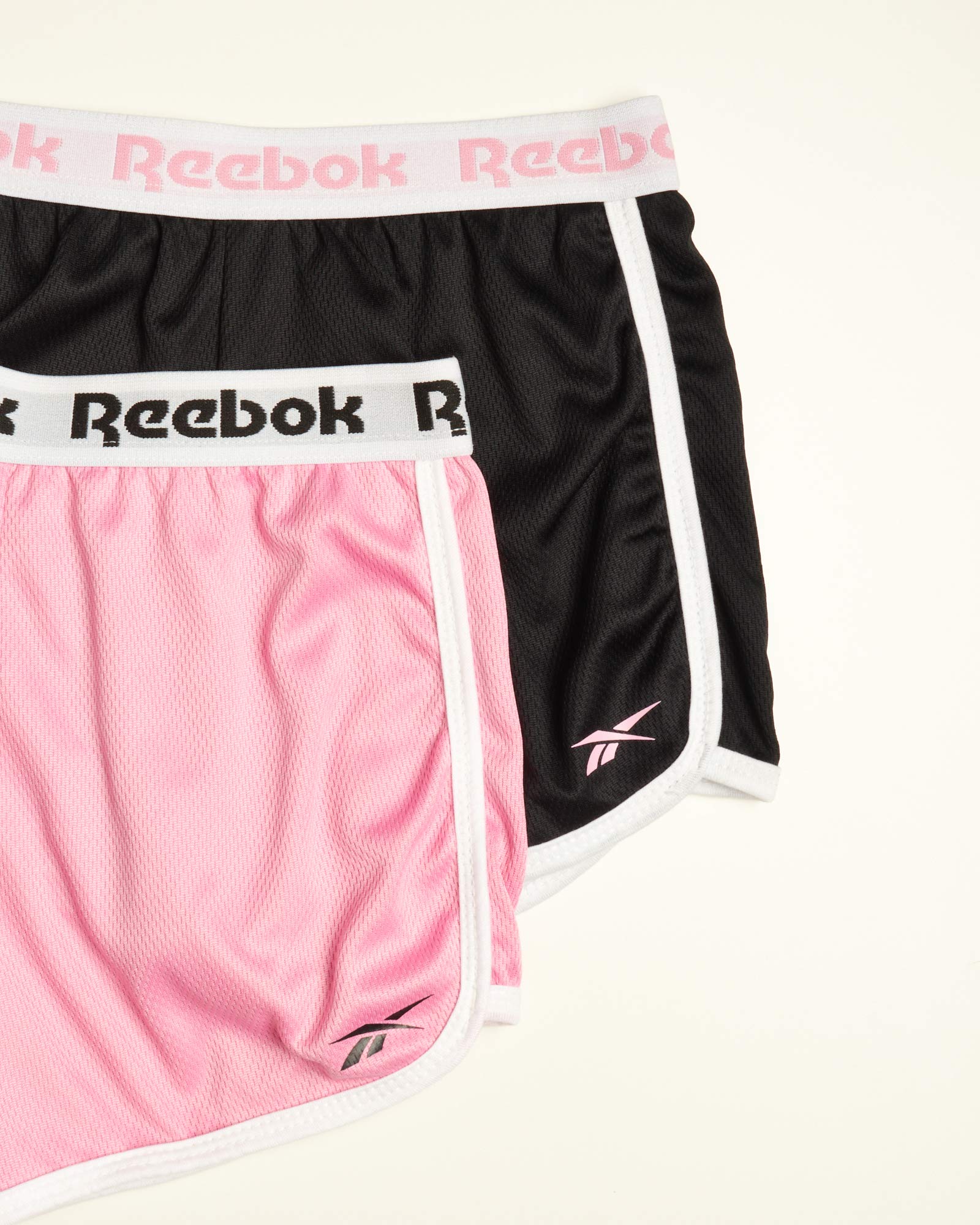 Reebok Girls' Active Shorts - Athletic Gym Dolphin Shorts (2 Pack), Size Small, Black/Light Pink