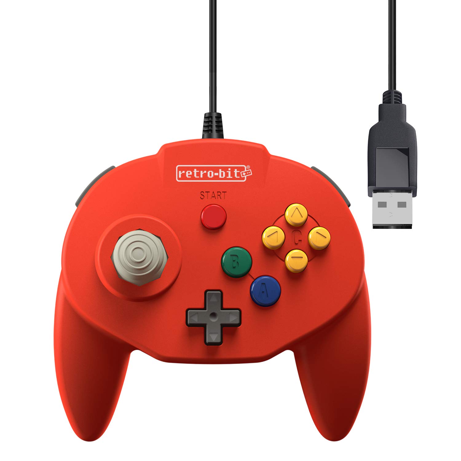 Retro-Bit Tribute 64 USB Controller for PC, Switch, Mac, Steam, RetroPie, Raspberry Pi - USB Port - (Red)