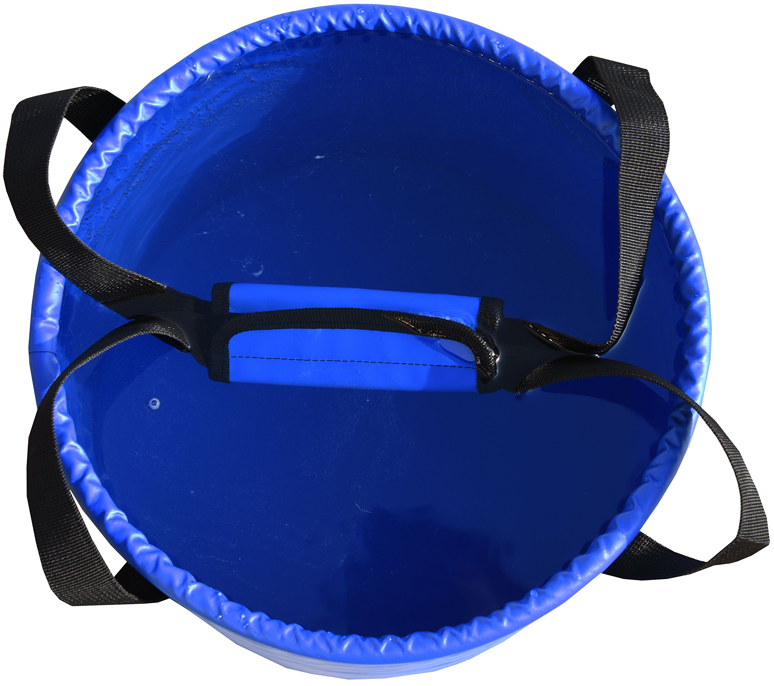 Premium Collapsible Bucket by Freegrace - Compact Portable Folding Water Container - Lightweight & Durable - Includes Handy Tool Mesh Pocket (Navy Blue(Upgraded), 23L (Lid))