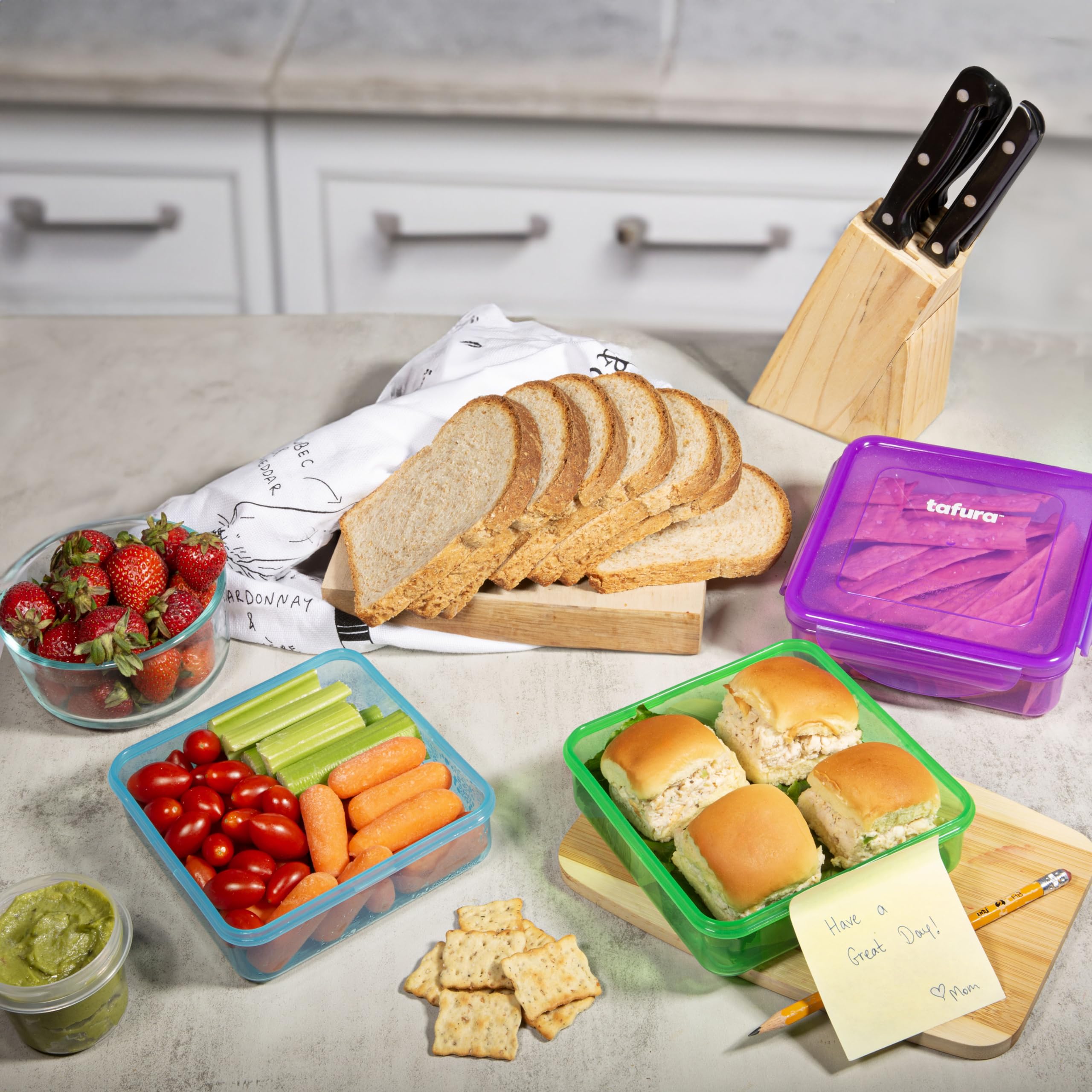 Tafura Sandwich Containers (3 Pack) Sandwich Box | Lunch Containers | Sandwich Containers for Lunch Boxes | Reusable Sandwich Holder, BPA Free